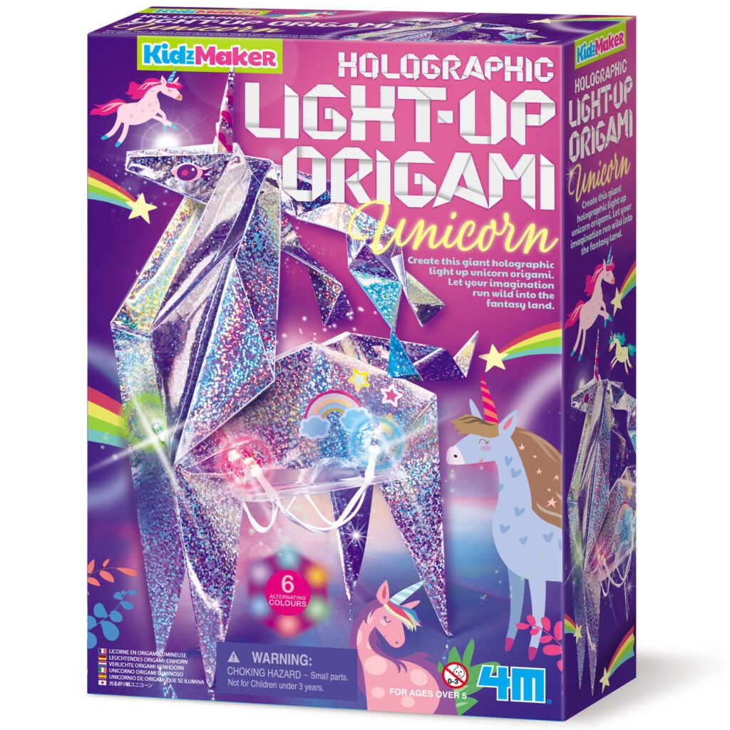 4M KidzMaker - Holographic Light Up Origami Unicorn - Lancashire Toys ...